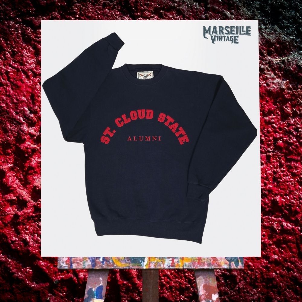 - Vintage - Pull col rond vintage brodé " ALUMNI" - Marseille Vintage